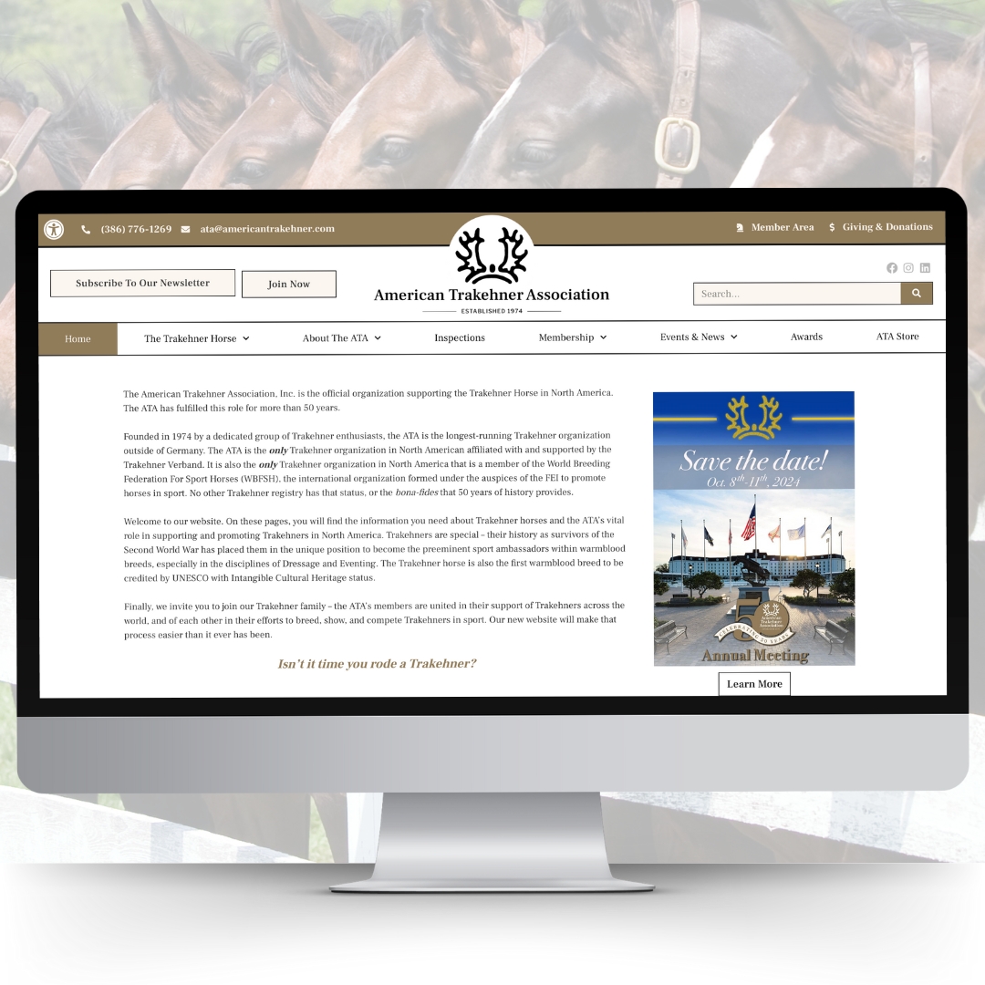 American Trakehner Association Web Design - Elle Creative